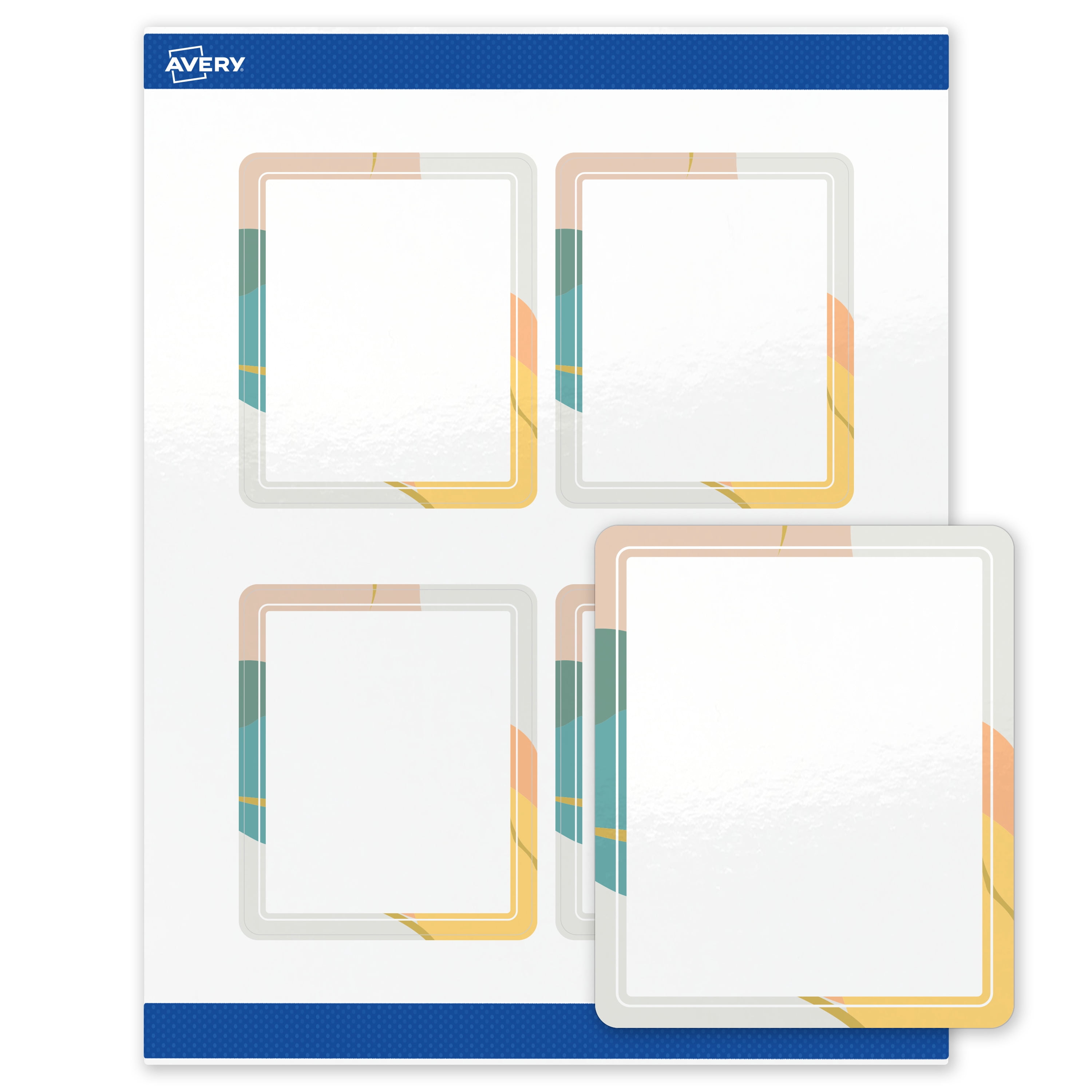 Avery Labels, 4" x 3-1/3", Color Block with Gold Specs, Glossy ...