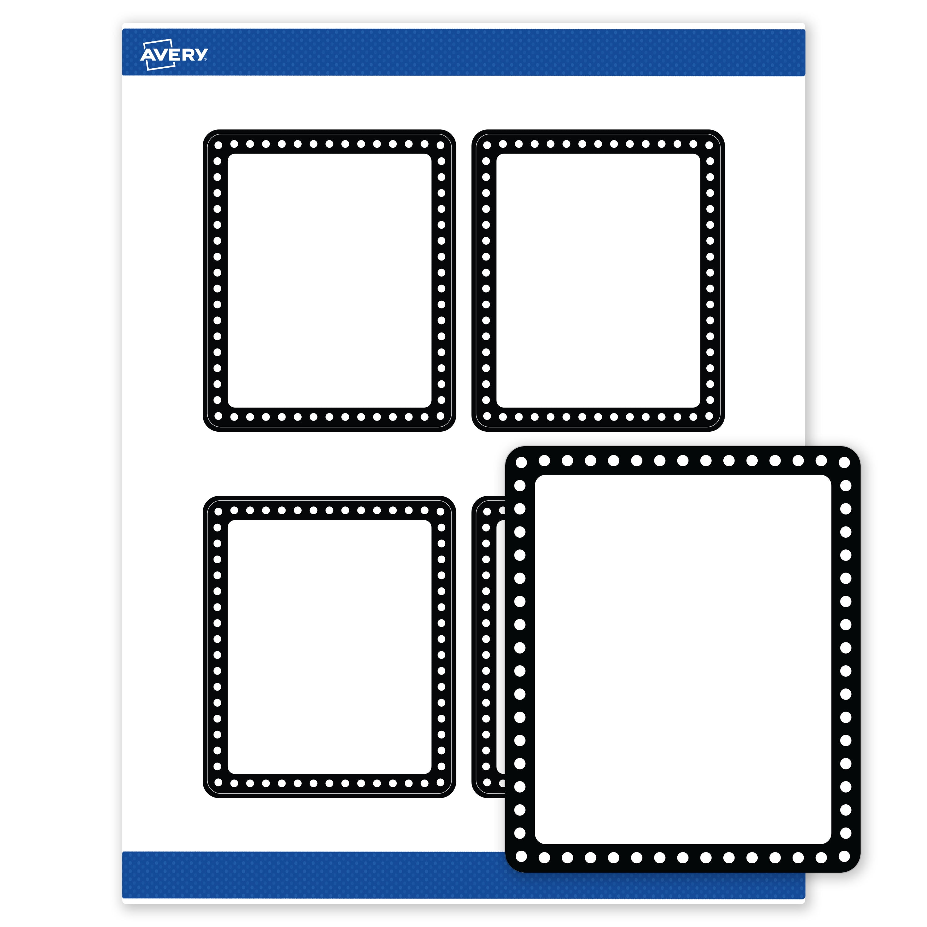 Avery Labels, 4" x 3-1/3", Matte White, Black & White Polka Dots ...
