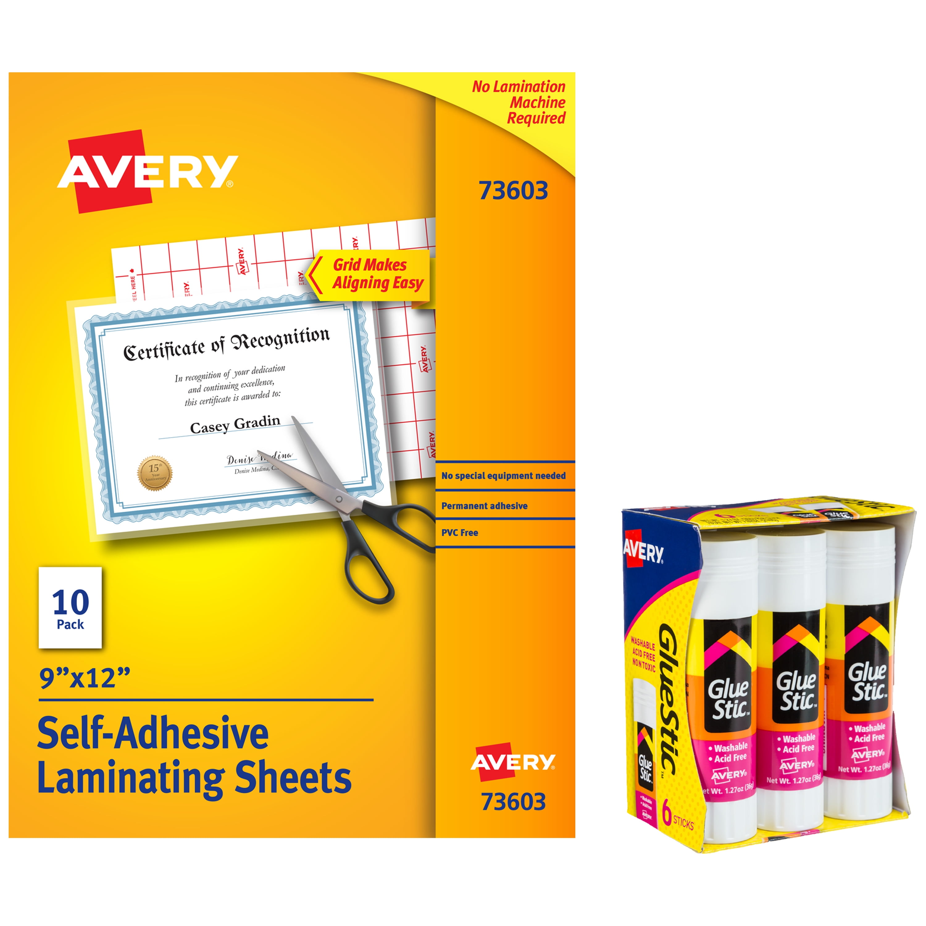 Avery School Supplies Set, Laminating Sheets & Glue Sticks (01684 ...