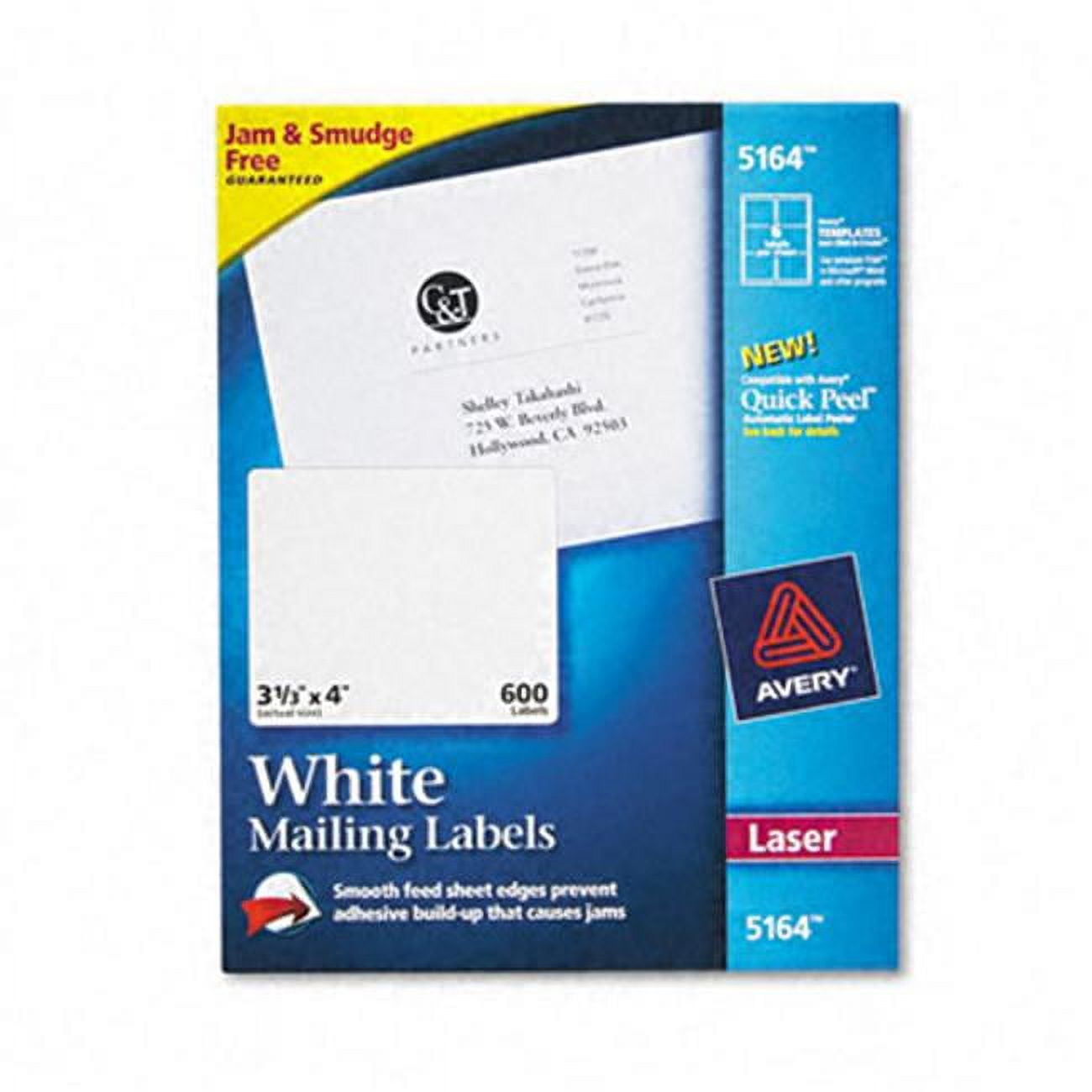 Avery Laser Address Labels with Smooth Feed Sheets 3-1/3 x 4 White 600 ...
