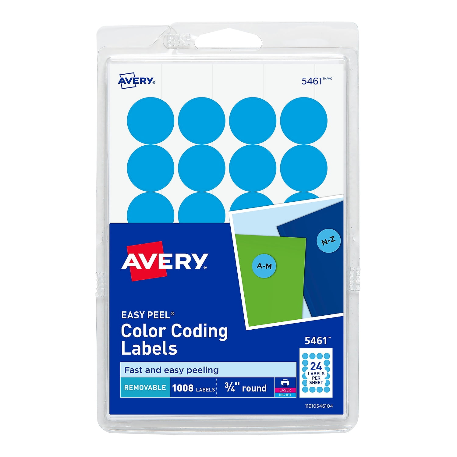 Avery Laser/Inkjet Color Coding Labels 3/4" Dia. Light Blue 1008 Labels ...
