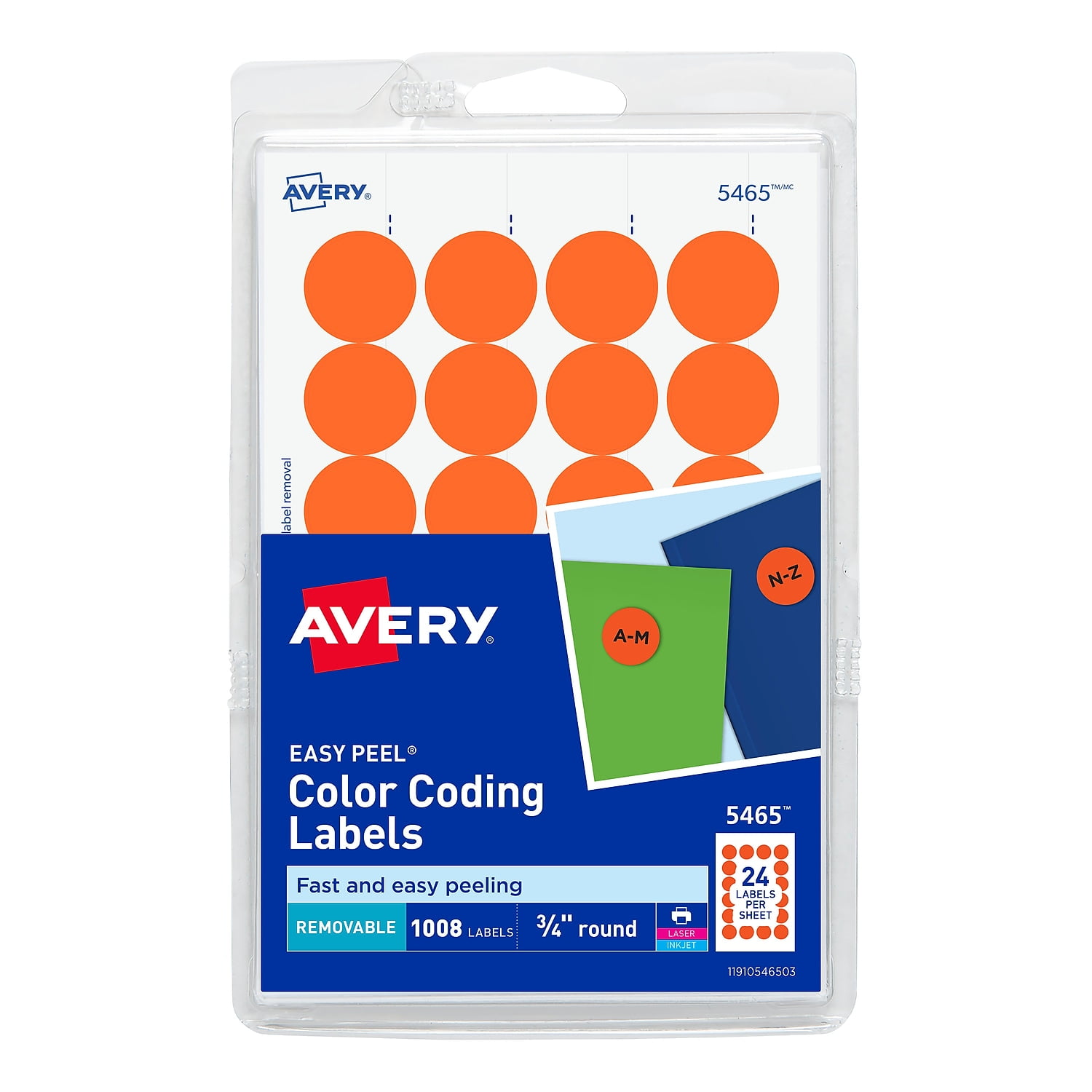 Avery Laser/Inkjet Color Coding Labels 3/4" Dia. Orange 1008 Labels Per ...