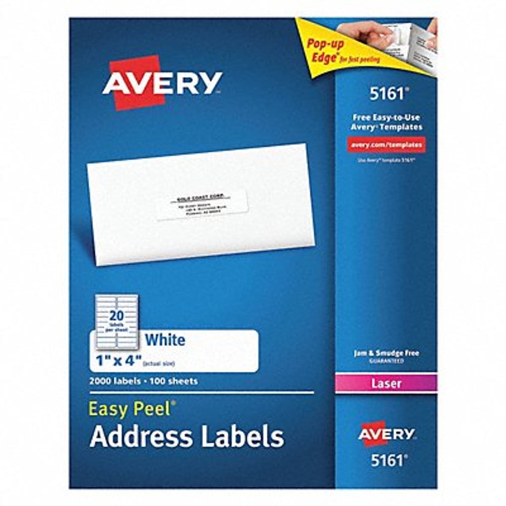 Avery Laser Label,1" H,4" W,PK100 AVE5161 AVE5161 ZO-G2378704 - Walmart.com