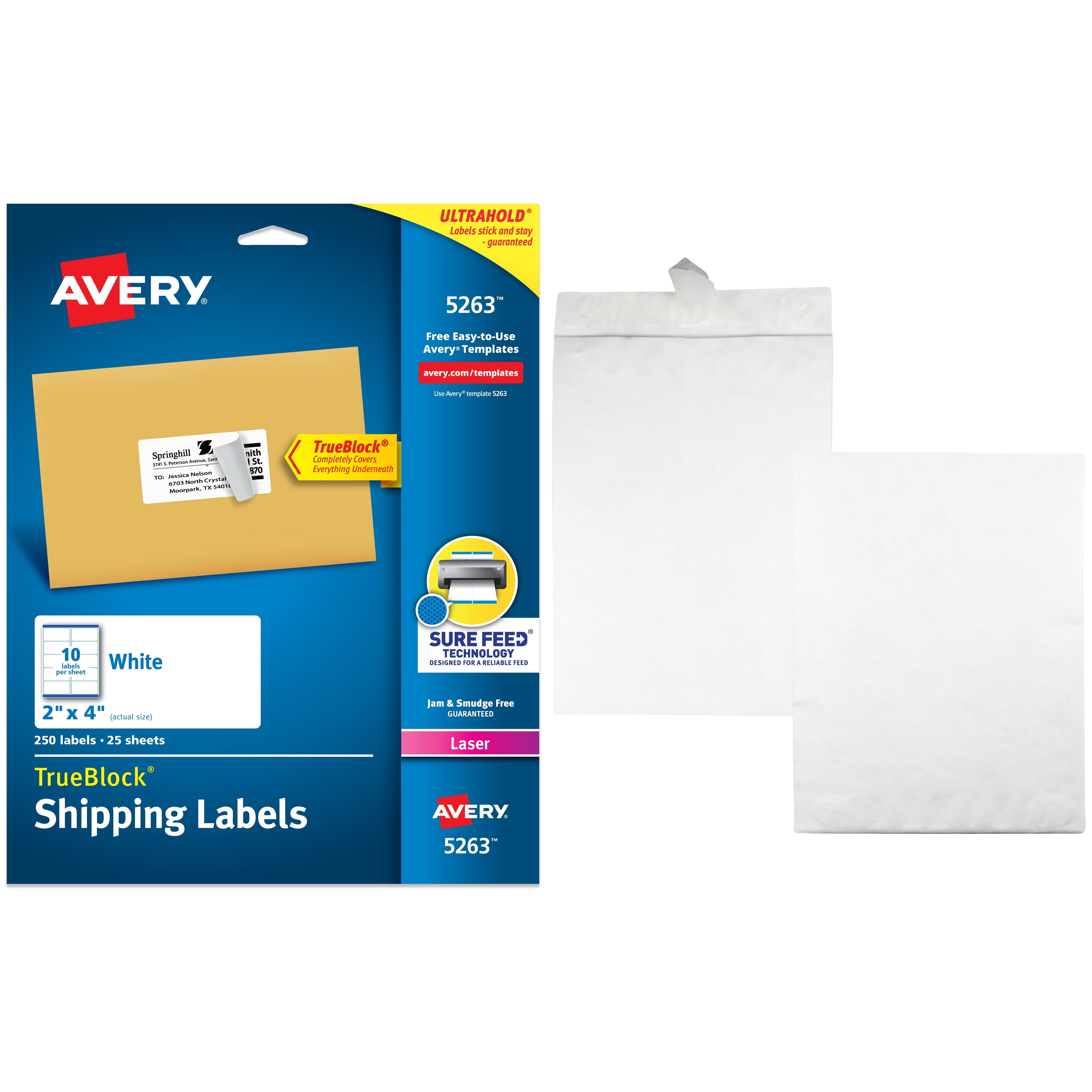 Avery Laser Shipping Labels with TrueBlock Technology, White 2" x 4 ...