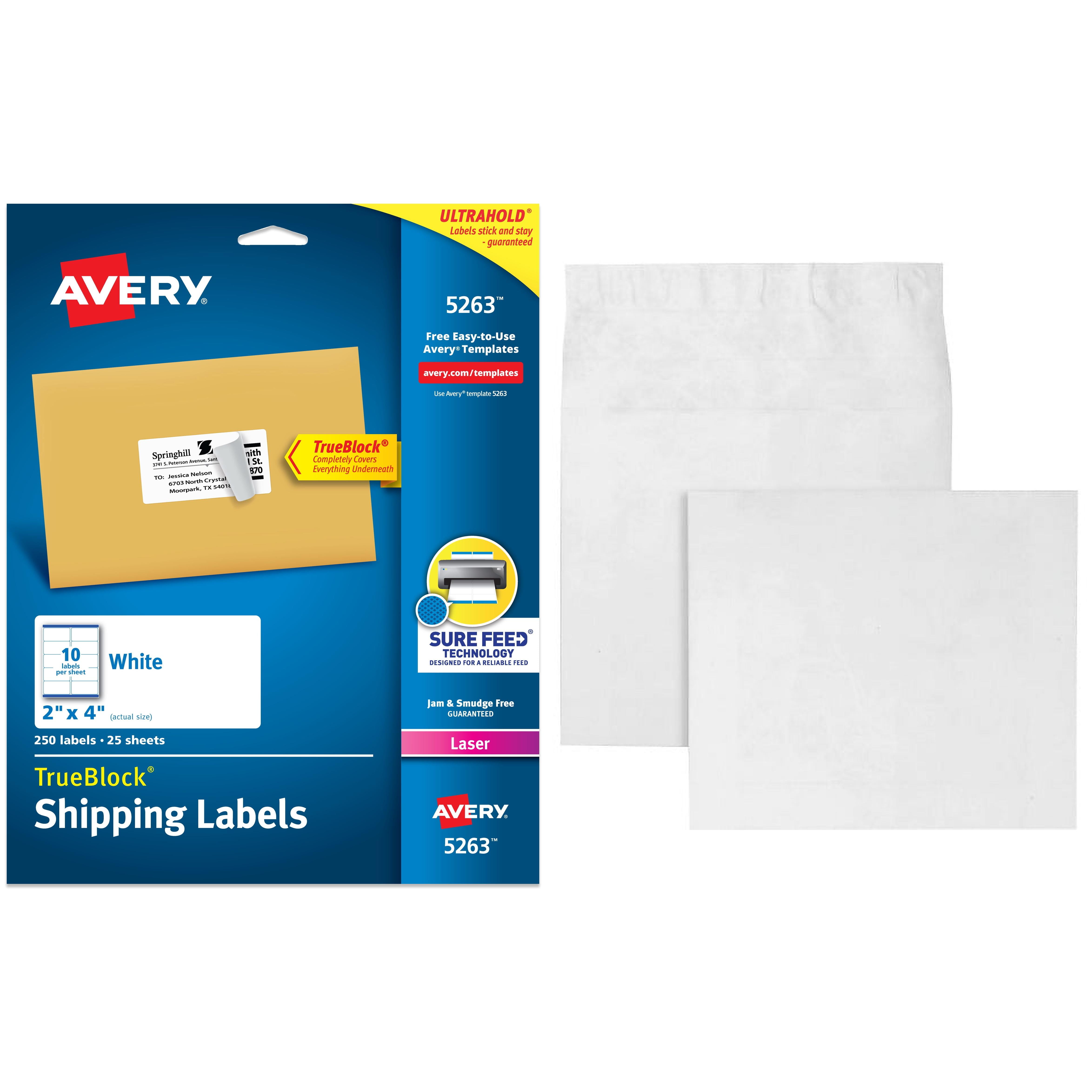 Avery Laser Shipping Labels with TrueBlock Technology, White 2" x 4 ...