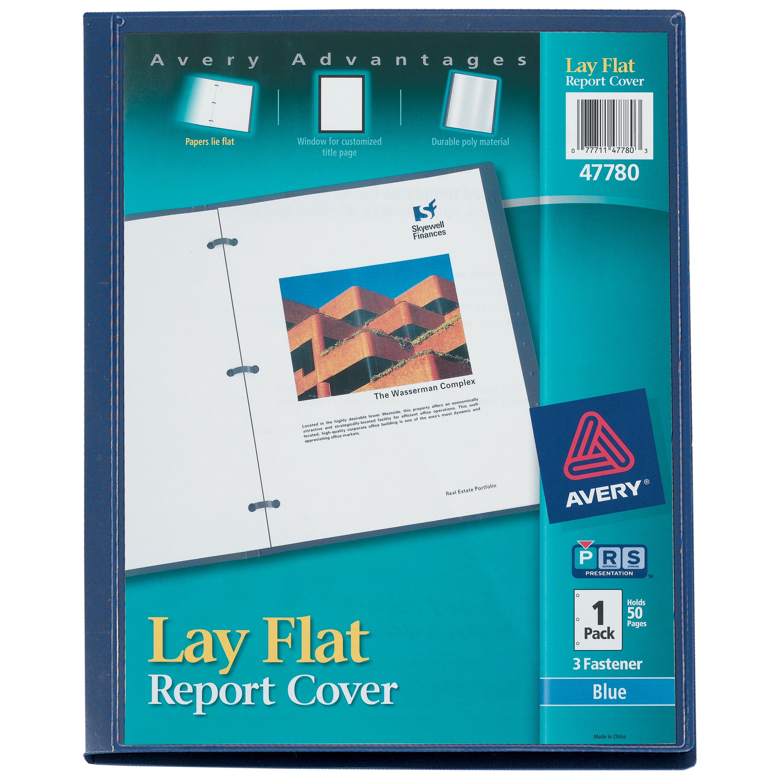 Avery Lay Flat Report Cover with 3 Plastic Fasteners, Clear Front ...