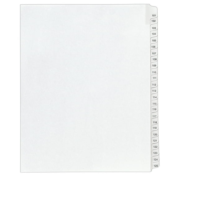 Avery Legal Paper Divider, Allstate Style, White, Side 101-125 (01705 ...