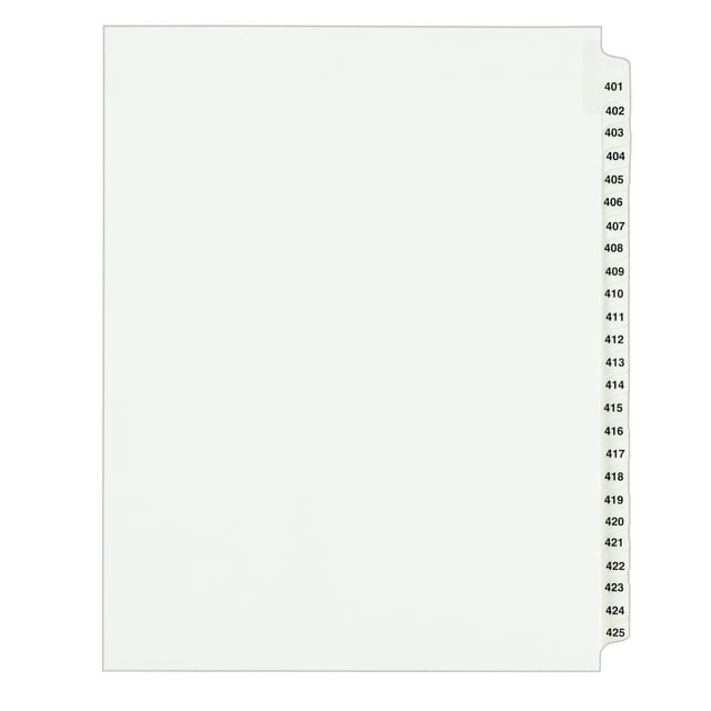 Avery Legal Paper Divider, Avery Style, White, 401-425 (01346 ...