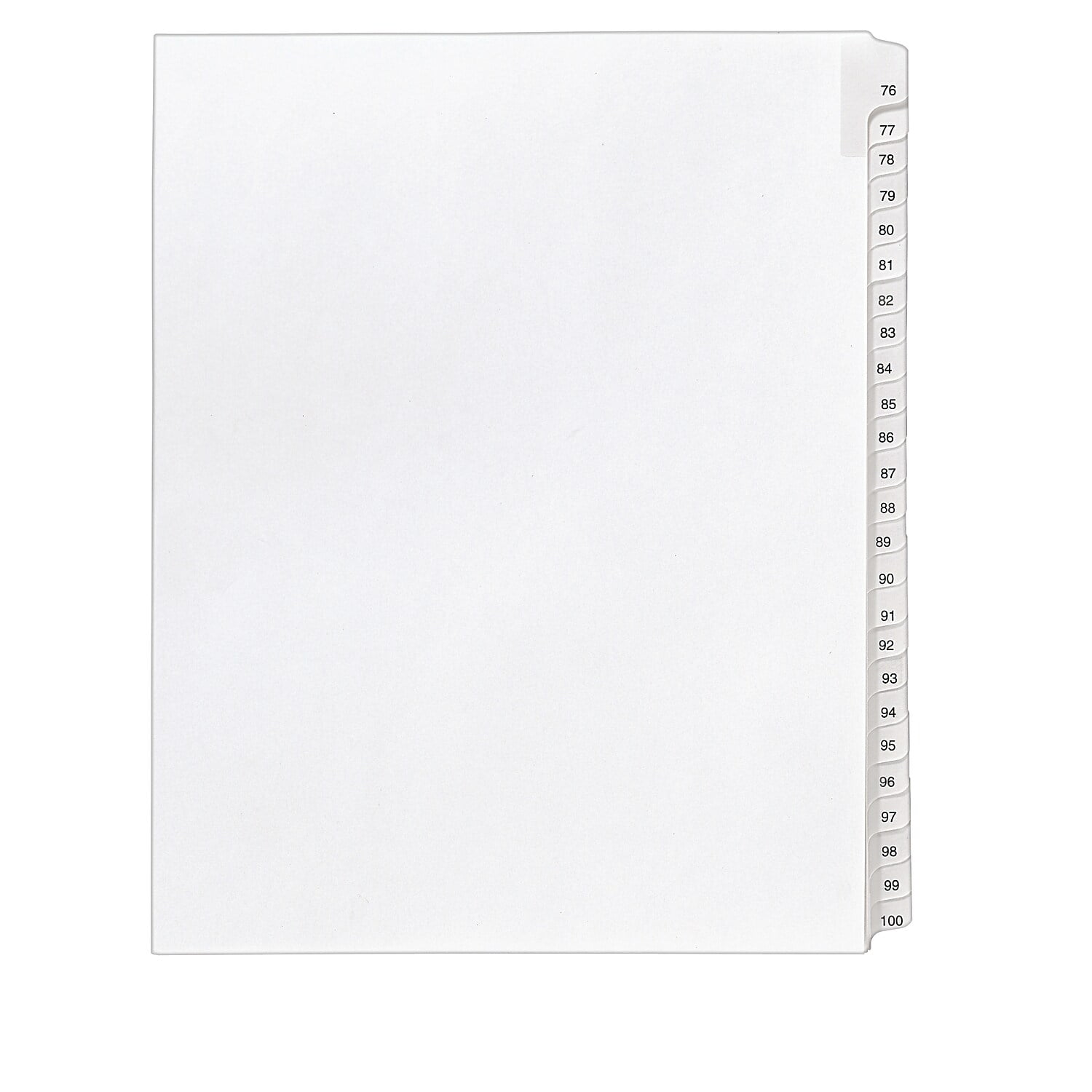 Avery Legal Pre-Printed Paper Divider Collated Set 76-100 Tabs White ...