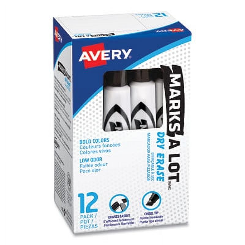 Avery MARKS A LOT Desk-Style Dry Erase Marker, Broad Chisel Tip, Black ...