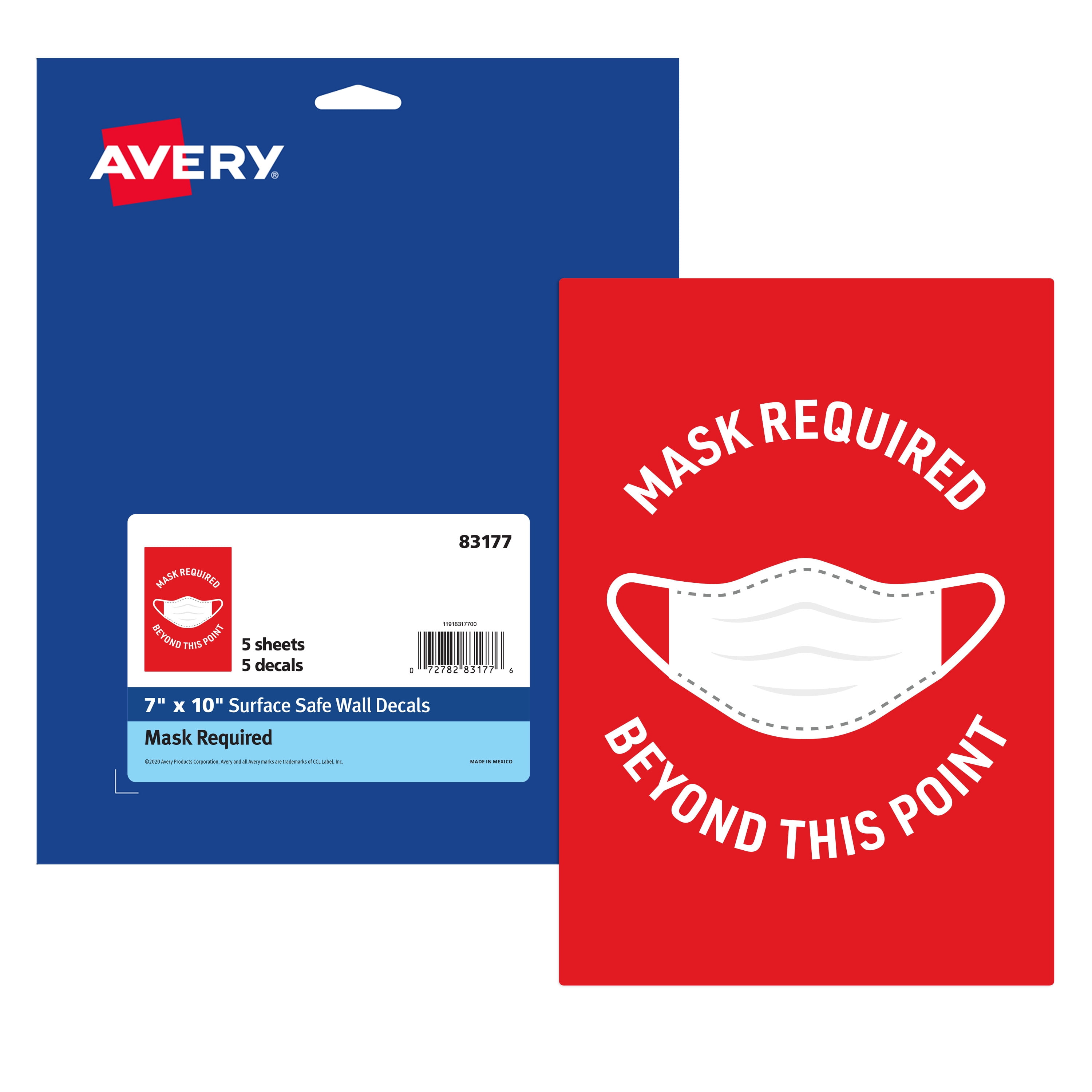 Avery "Mask Required Beyond This Point" Preprinted Surface Safe Wall ...