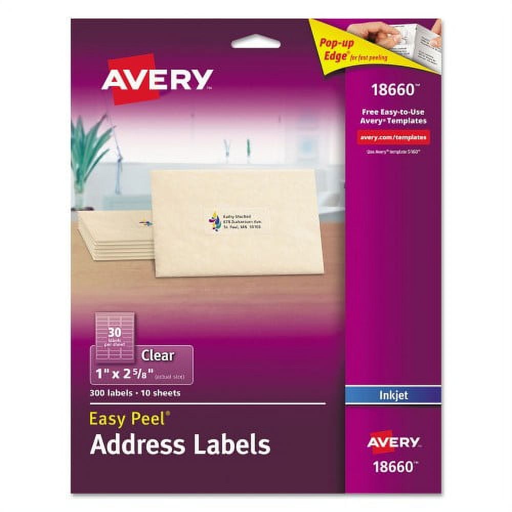Avery Matte Clear Easy Peel Mailing Labels w/ Sure Feed Technology ...
