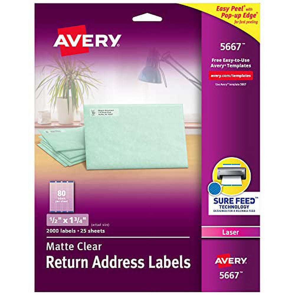 Avery Matte Frosted Clear .. Return Address Labels for .. Laser ...