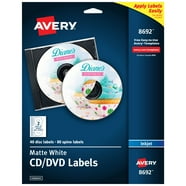 Avery Full-Face CD Labels, Permanent Adhesive, Glossy White, 20 Disc ...