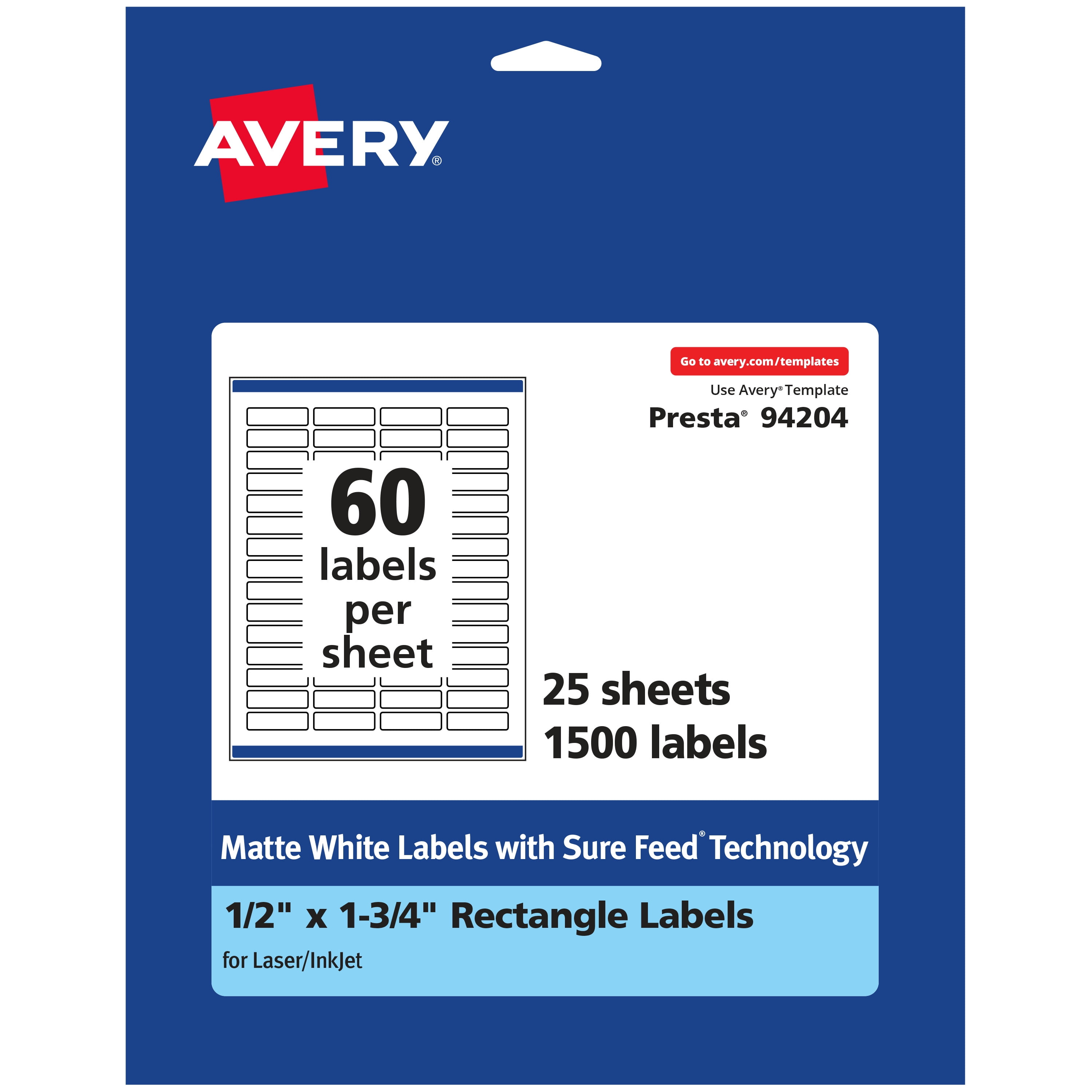 Avery Matte White Rectangle Labels, .5" x 1.75", 1,500 Labels - Walmart.com