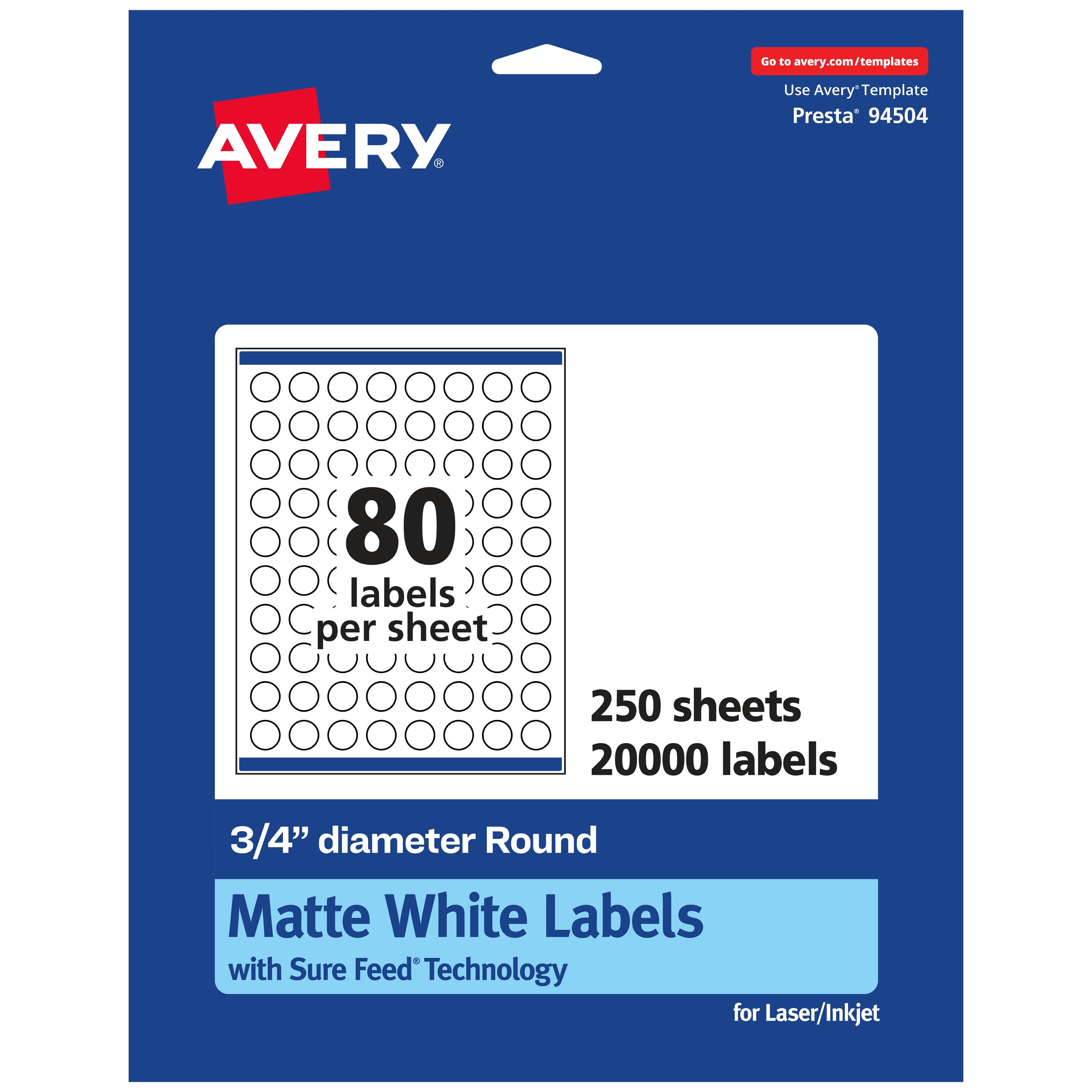 Avery Matte White Round Labels, 3/4" Diameter, 20,000 Labels - Walmart.com