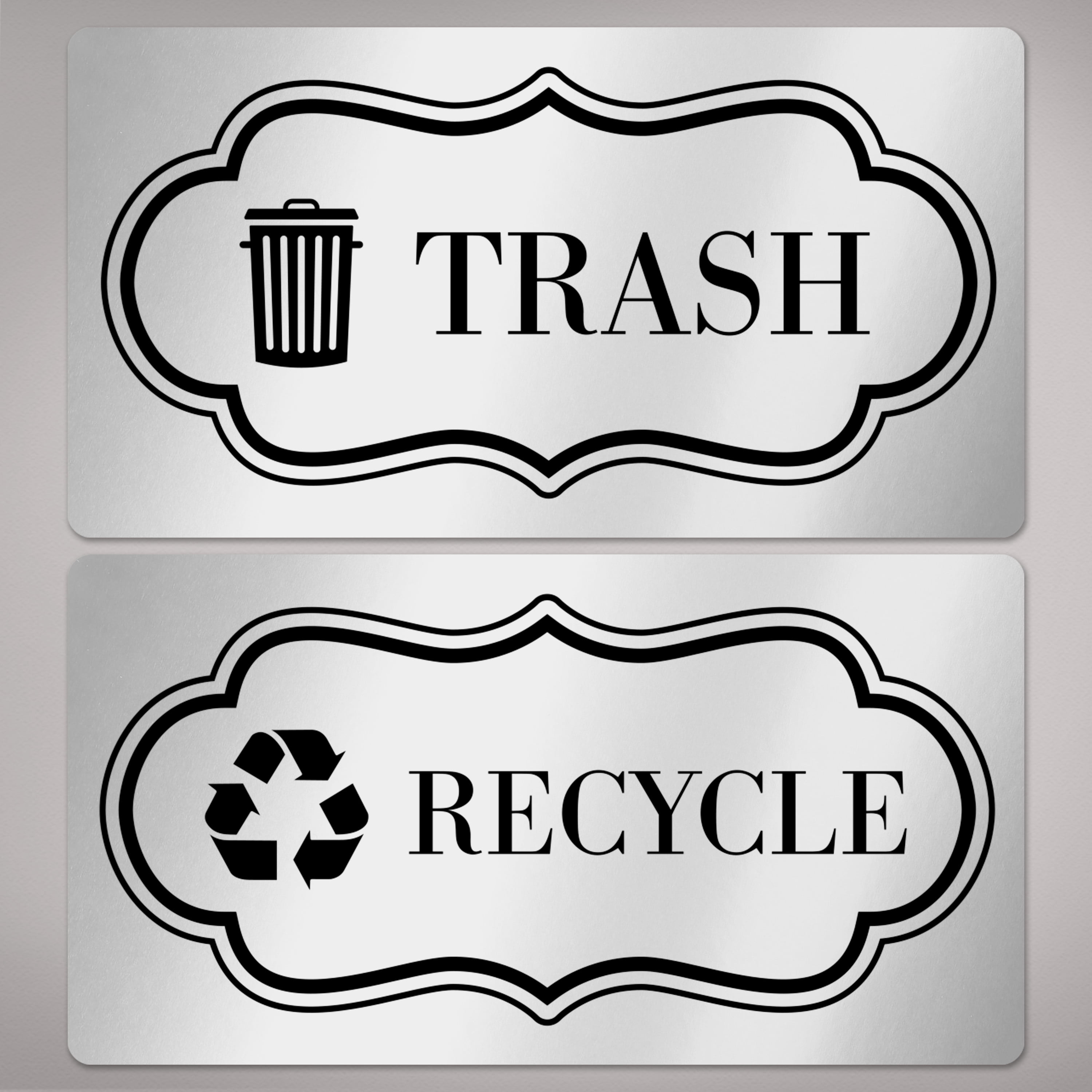 Avery Metallic Scalloped Recycle and Trash Stickers, 2" x 3-3/4 ...