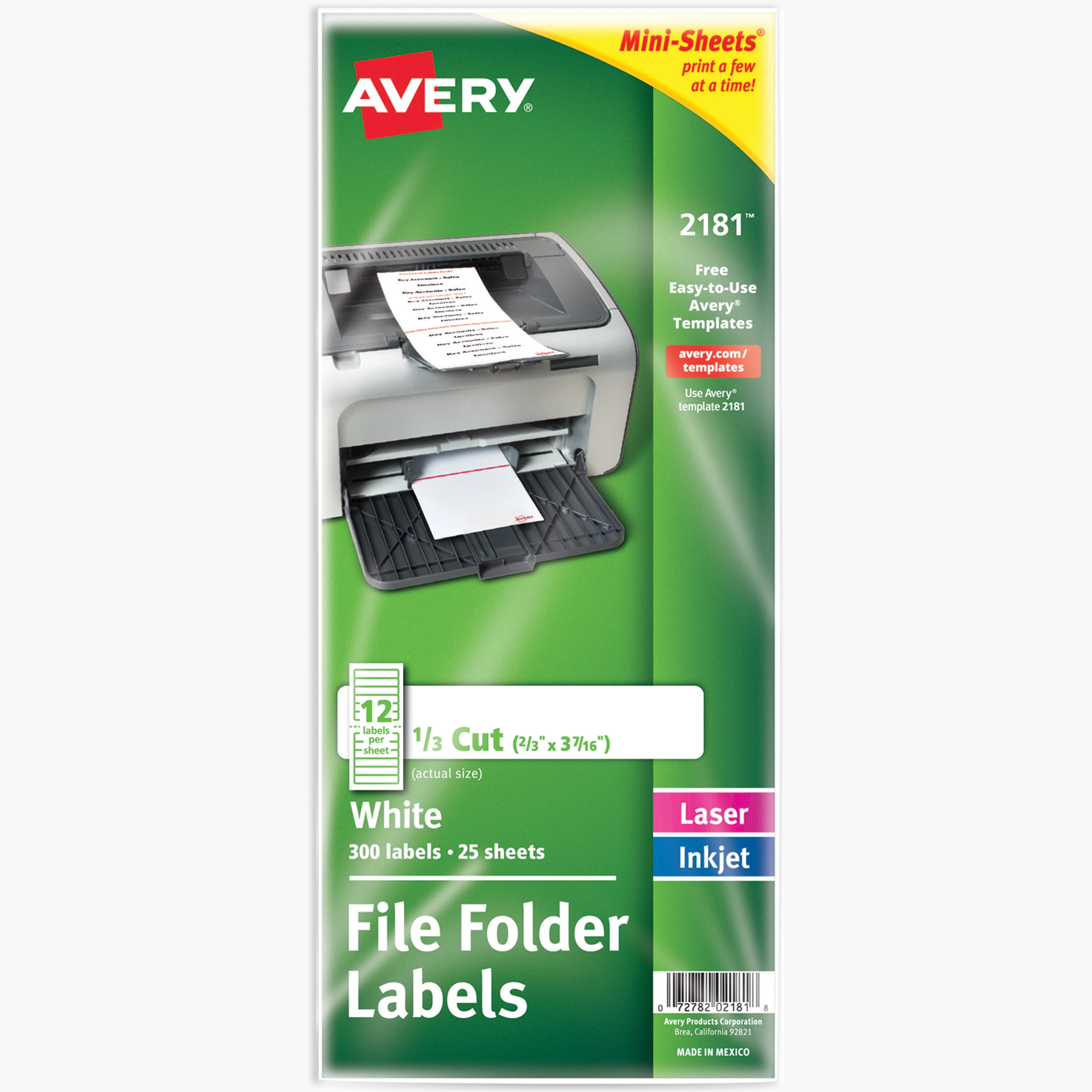 Avery Mini-Sheets File Folder Labels, 2/3" x 3-7/16", 300ct (2181 ...