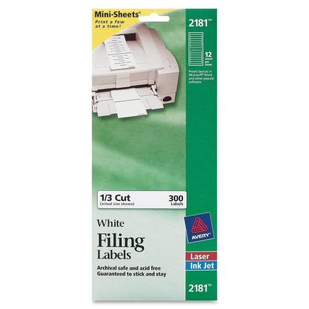 Avery Mini-Sheets(R) File Folder Labels, 2/3" x 3-7/16" , 300 Labels ...