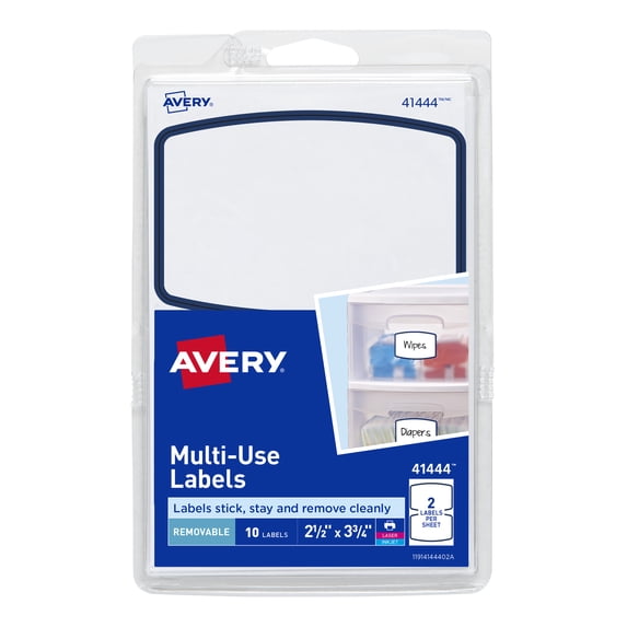 Avery Multi-Use Labels, 2-1/2" x 3-3/4", Paper, Removable, Blue Border ...