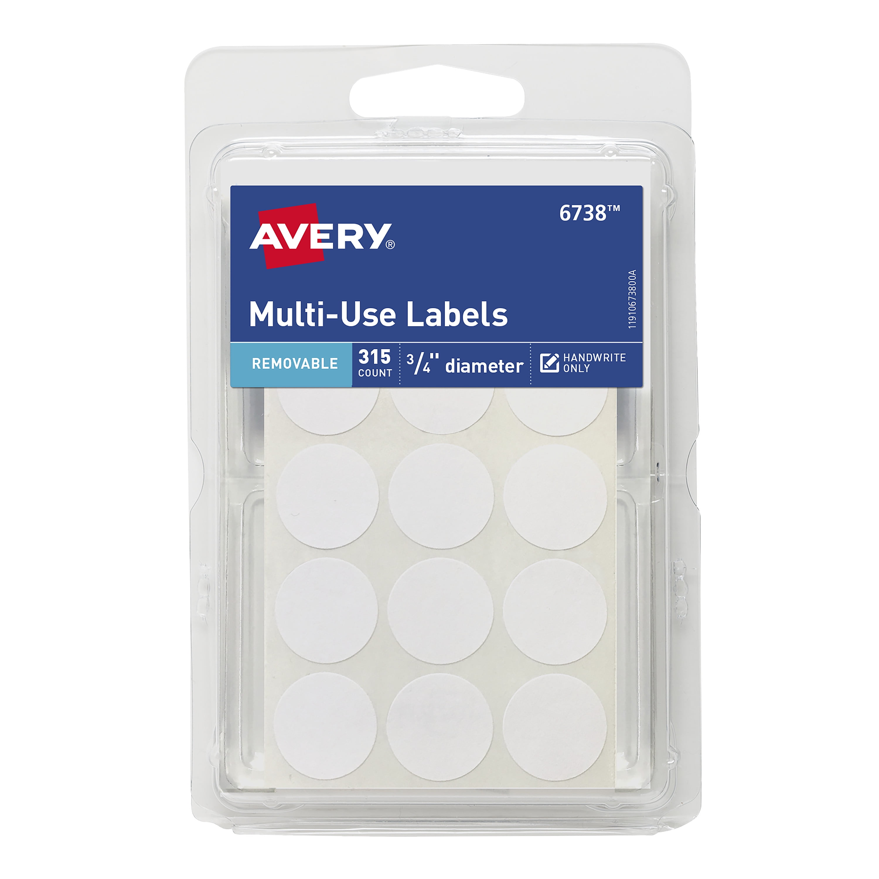 Avery Round Circle Multi-Use Labels, White, 3/4" Diameter, Removable ...