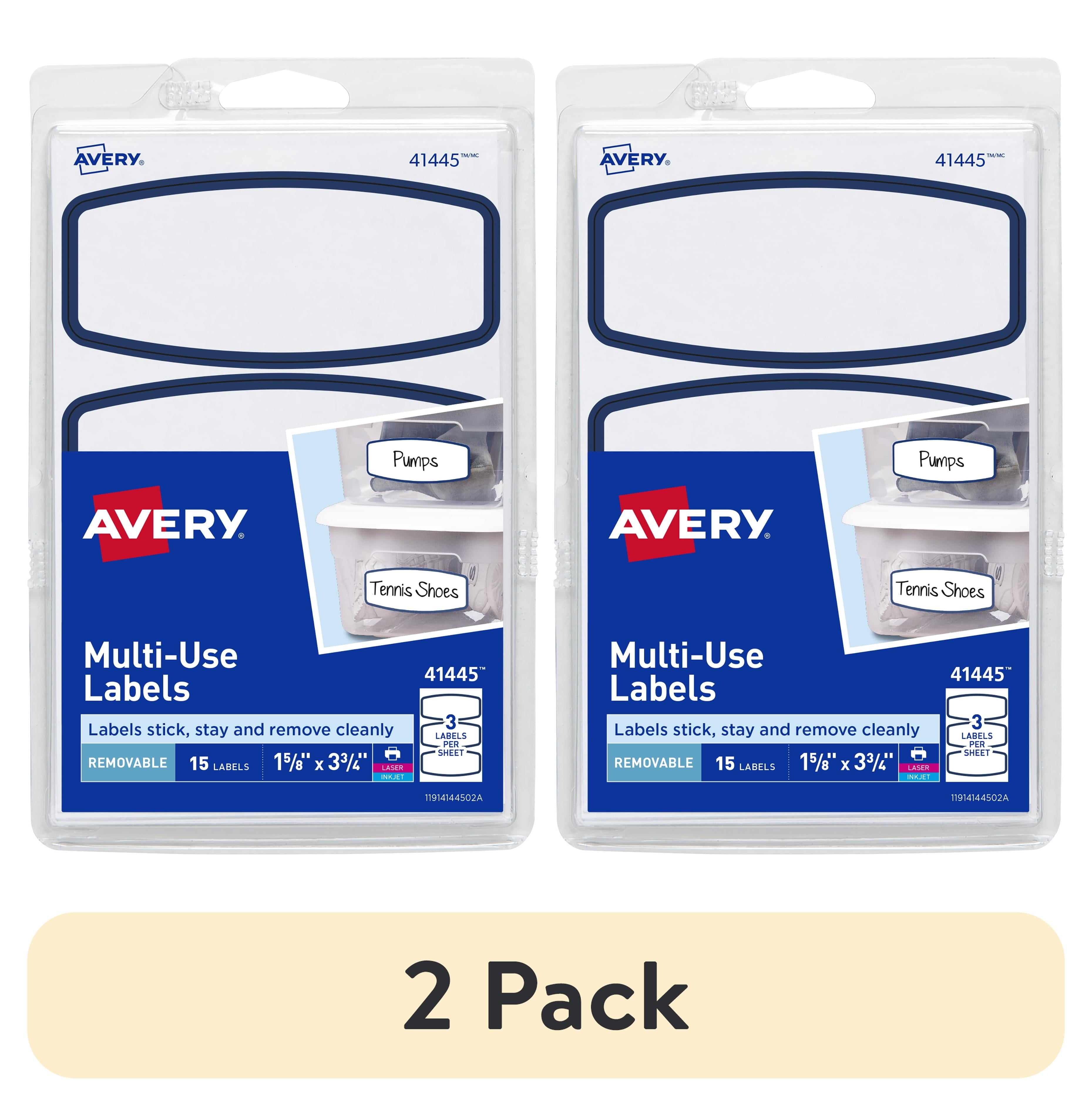 (2 pack) Avery Multi-Use Labels, Removable, 1-5/8" x 3-3/4", White With ...