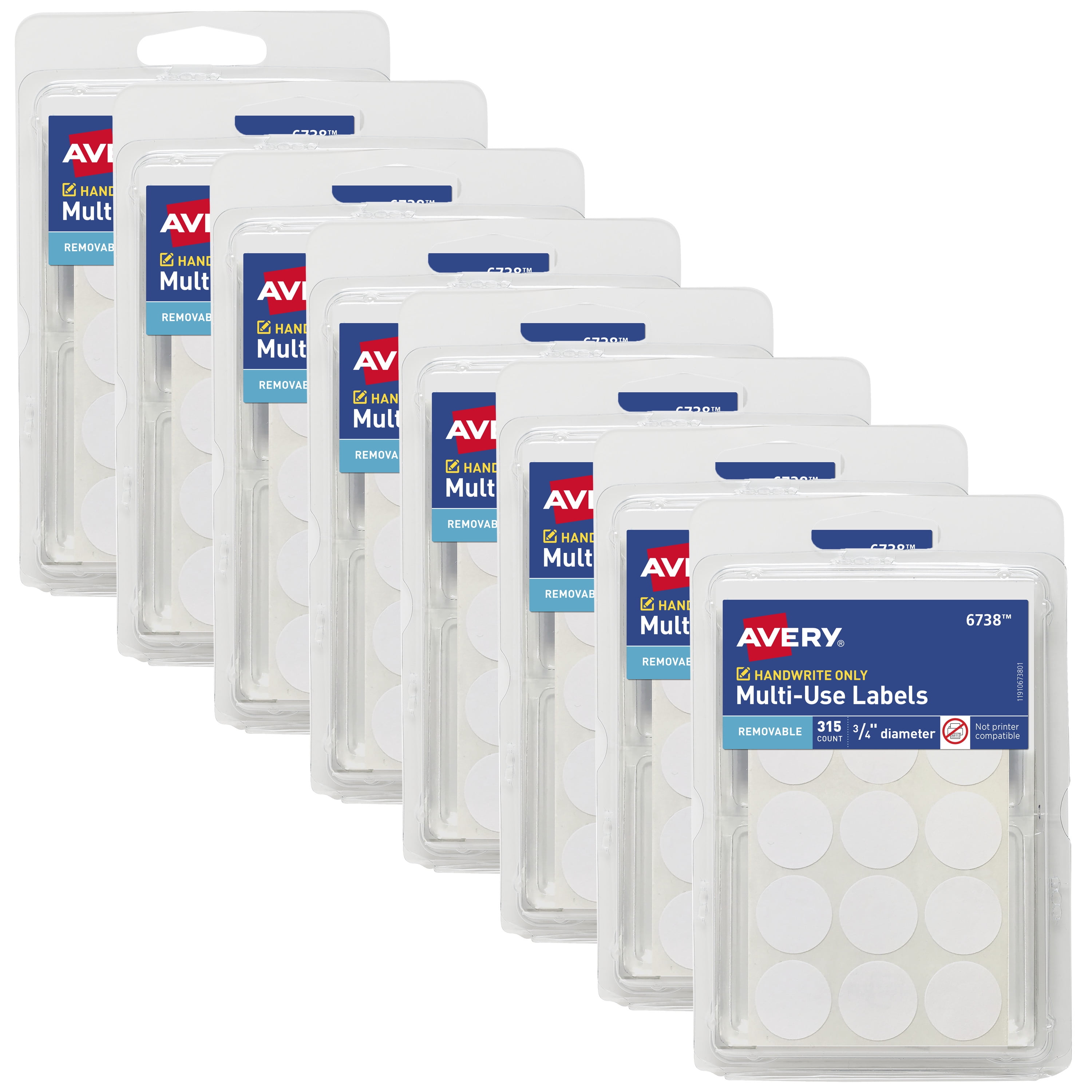 Avery Multi-Use Removable Labels, 3/4" Diameter, 8 Packs (21935 ...