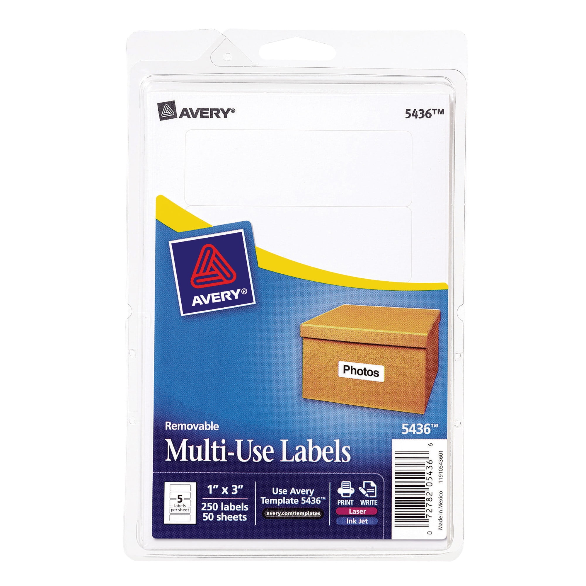 Avery Multiuse Labels, White, Removable Adhesive, 1-1/2" x 3", 150 ...