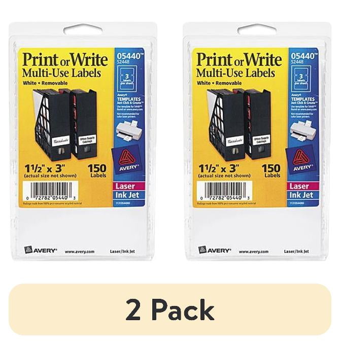 (2 pack) Avery Multiuse Labels, White, Removable Adhesive, 1-1/2" x 3 ...