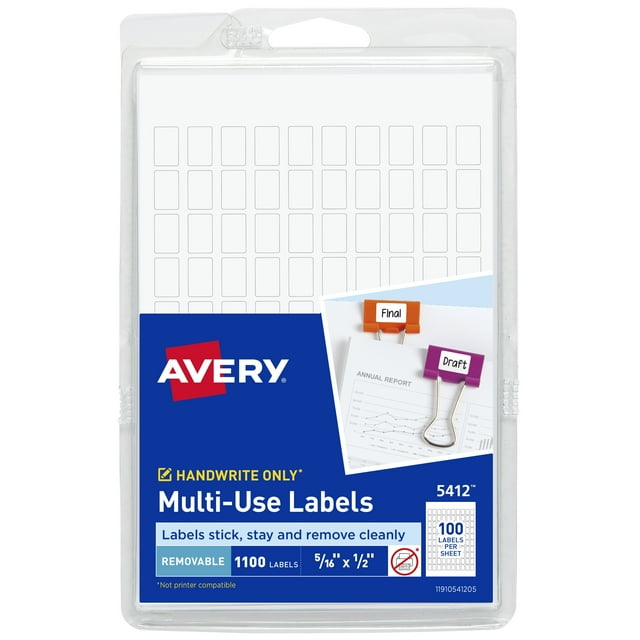 "Avery Easy Self-Adhesive Removable Labels, 5/16"" x 1/2"", White ...