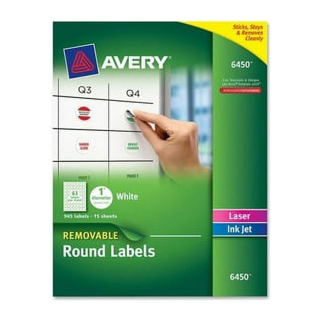 Avery Multiuse Removable Round Labels with Sure Feed, White, 1 ...