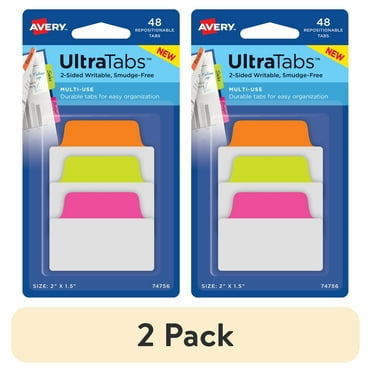 Ultra Tabs Repositionable Tabs, Wide and Slim: 3" x 1.5", 1/3-Cut ...