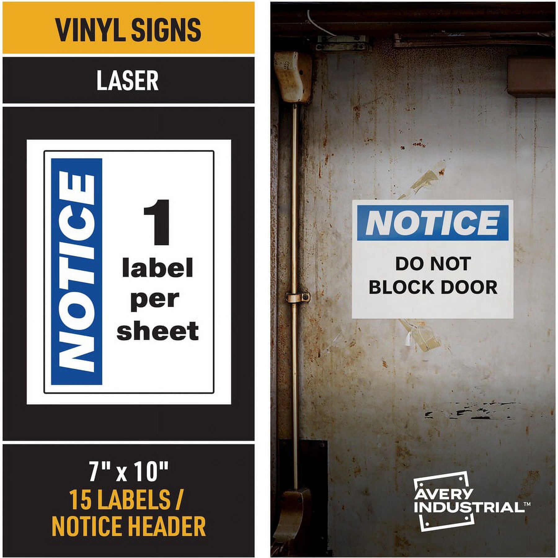 Avery® NOTICE Header Self-Adhesive Outdoor Sign - "NOTICE"7" Width x 10 ...