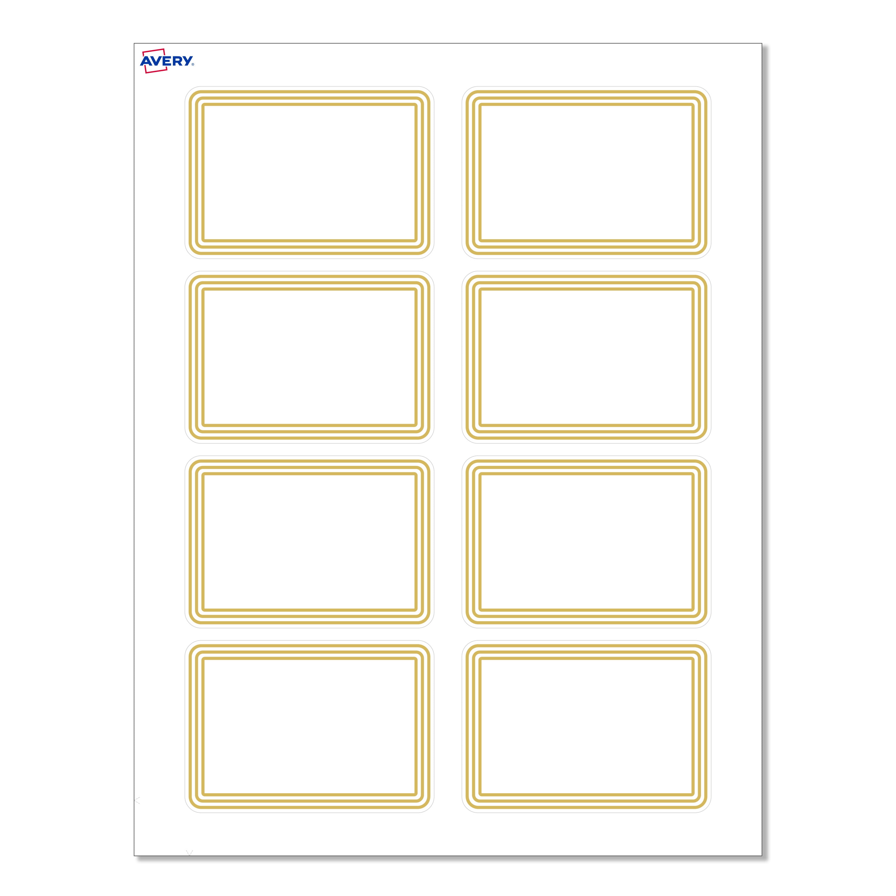 Avery® Name Tags, 2-1/3" x 3-3/8", Multi-Lined Gold Border, 80ct ...