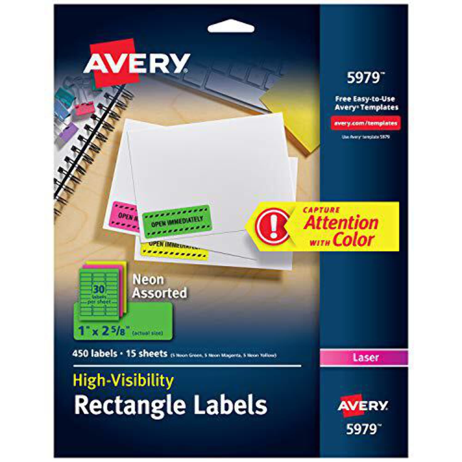 Avery Multipurpose Adhesive Neon Laser Labels, Assorted Fluorescent ...