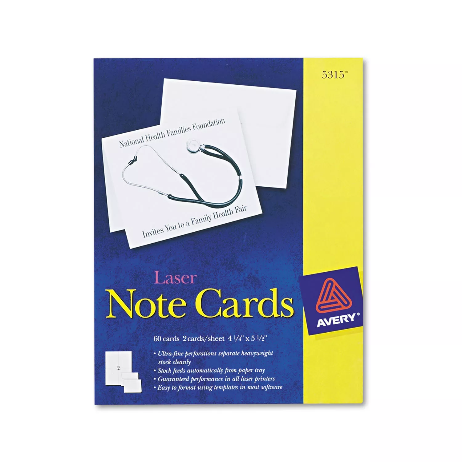 Avery Note Cards Laser Printer 4 1/4 x 5 1/2 Uncoated White 60/Pack ...