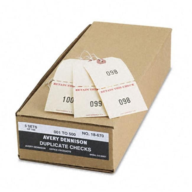 Avery Numbered Perforated Paper/Twine Claim Checks 4-3/4 x 2-3/8 Manila ...