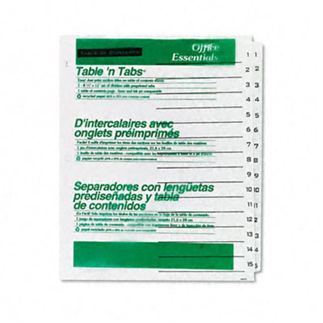 Avery Office Essentials Table N Tabs Dividers 15-Tab 1-15 Letter White ...