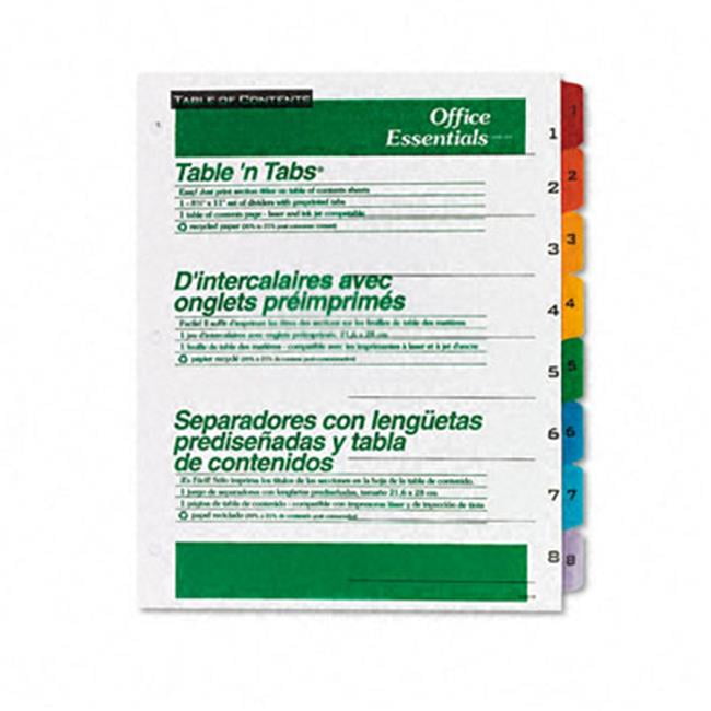 Avery Office Essentials Table N Tabs Dividers Eight Multicolor Tabs 1-8 ...