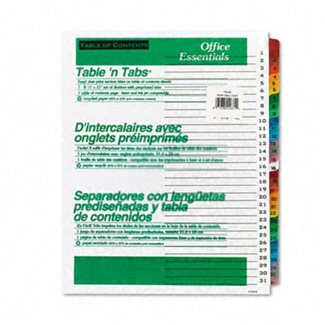 Avery Office Essentials Table N Tabs Dividers - Multicolor Tabs 1-31 ...