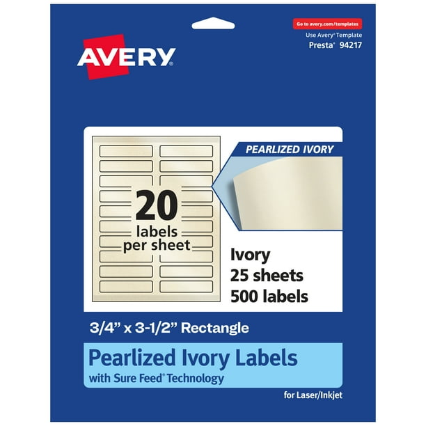 Avery Pearlized Ivory Rectangle Labels, .75" x 3.5", 500ct - Walmart ...