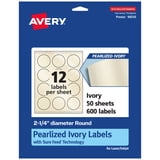 Avery Pearlized Ivory Round Labels, 2.25" Diameter, 600ct - Walmart.com