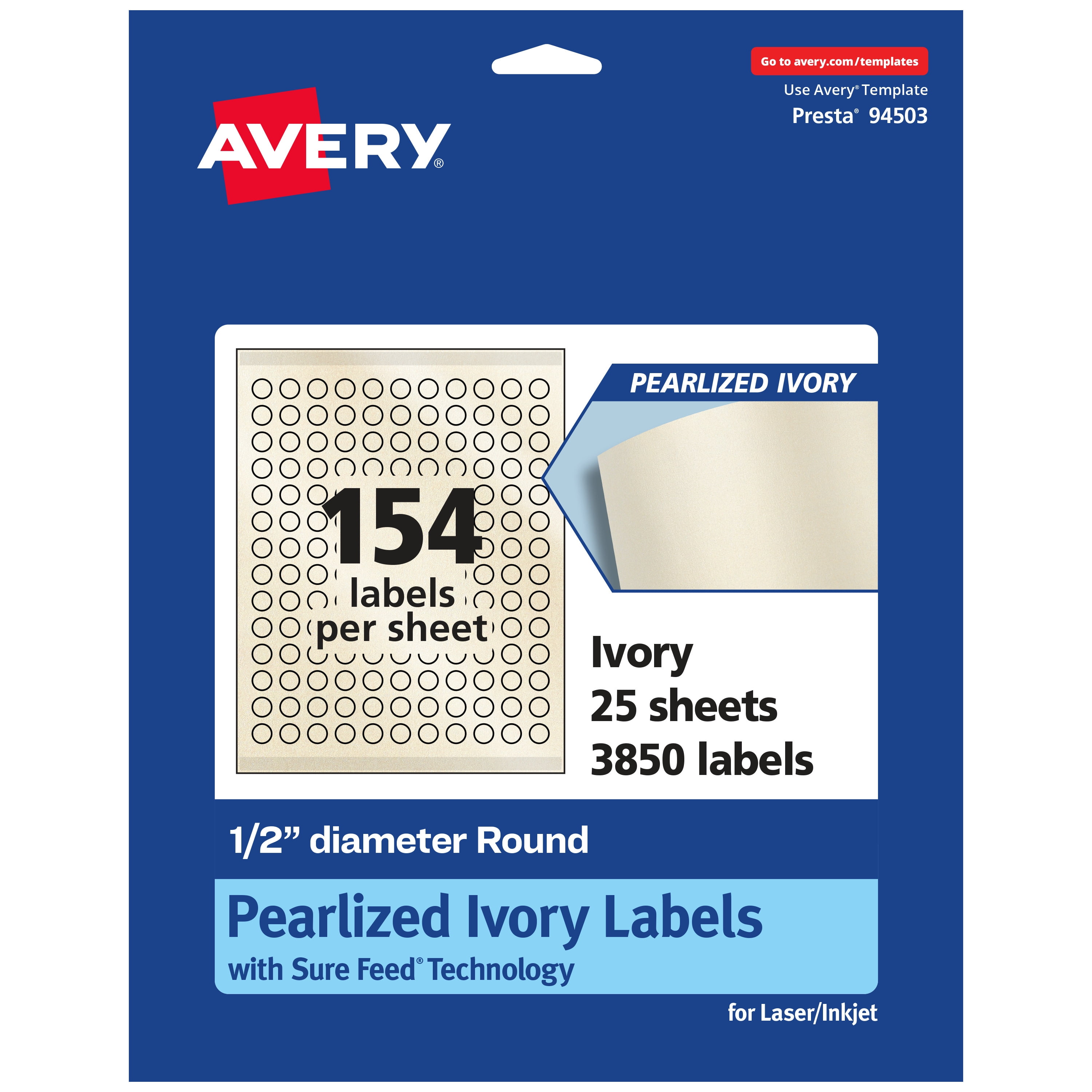 Avery Pearlized Ivory Round Labels, .5" Diameter, 3,850ct - Walmart.com