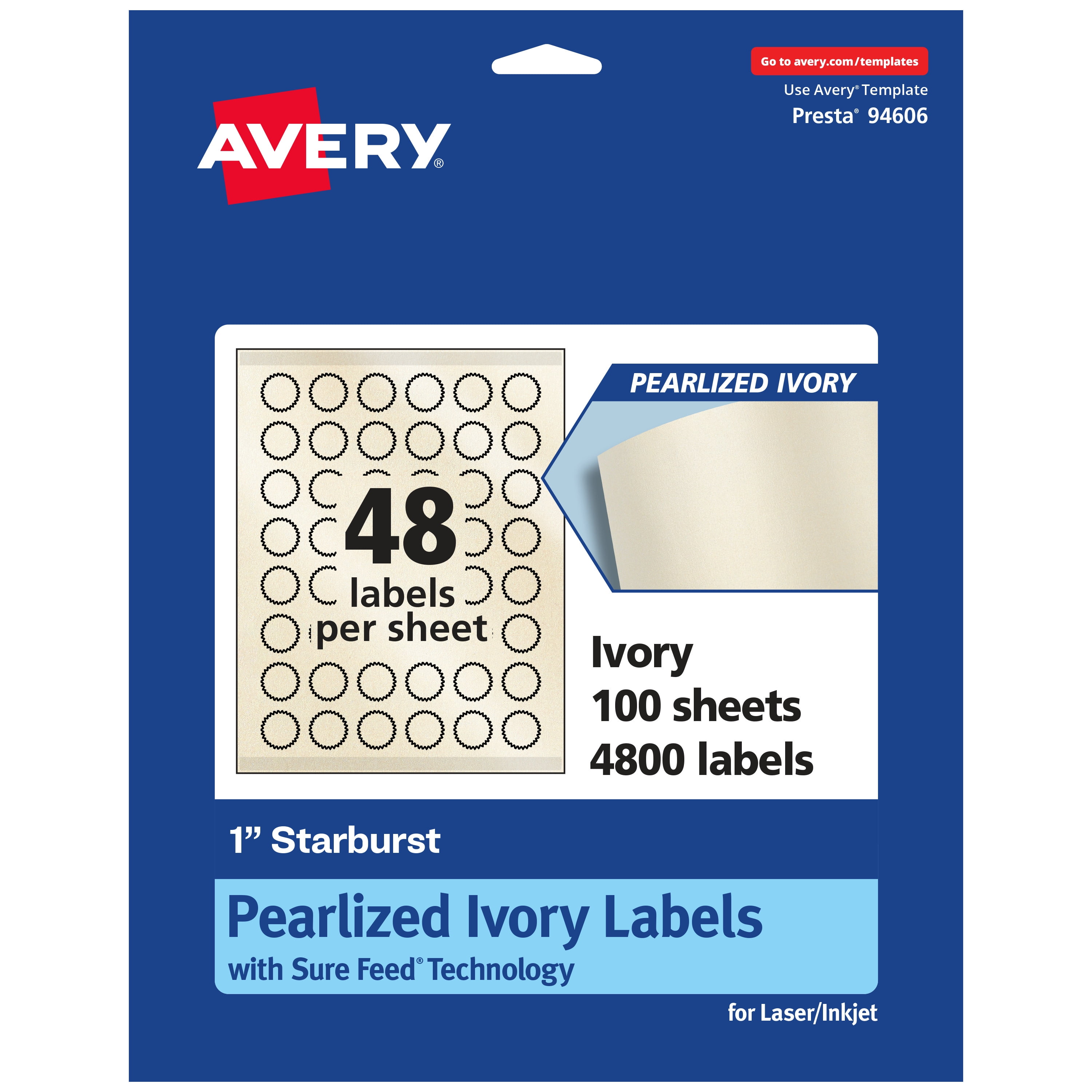 Avery Pearlized Ivory Starburst Labels, 1", 4,800ct - Walmart.com