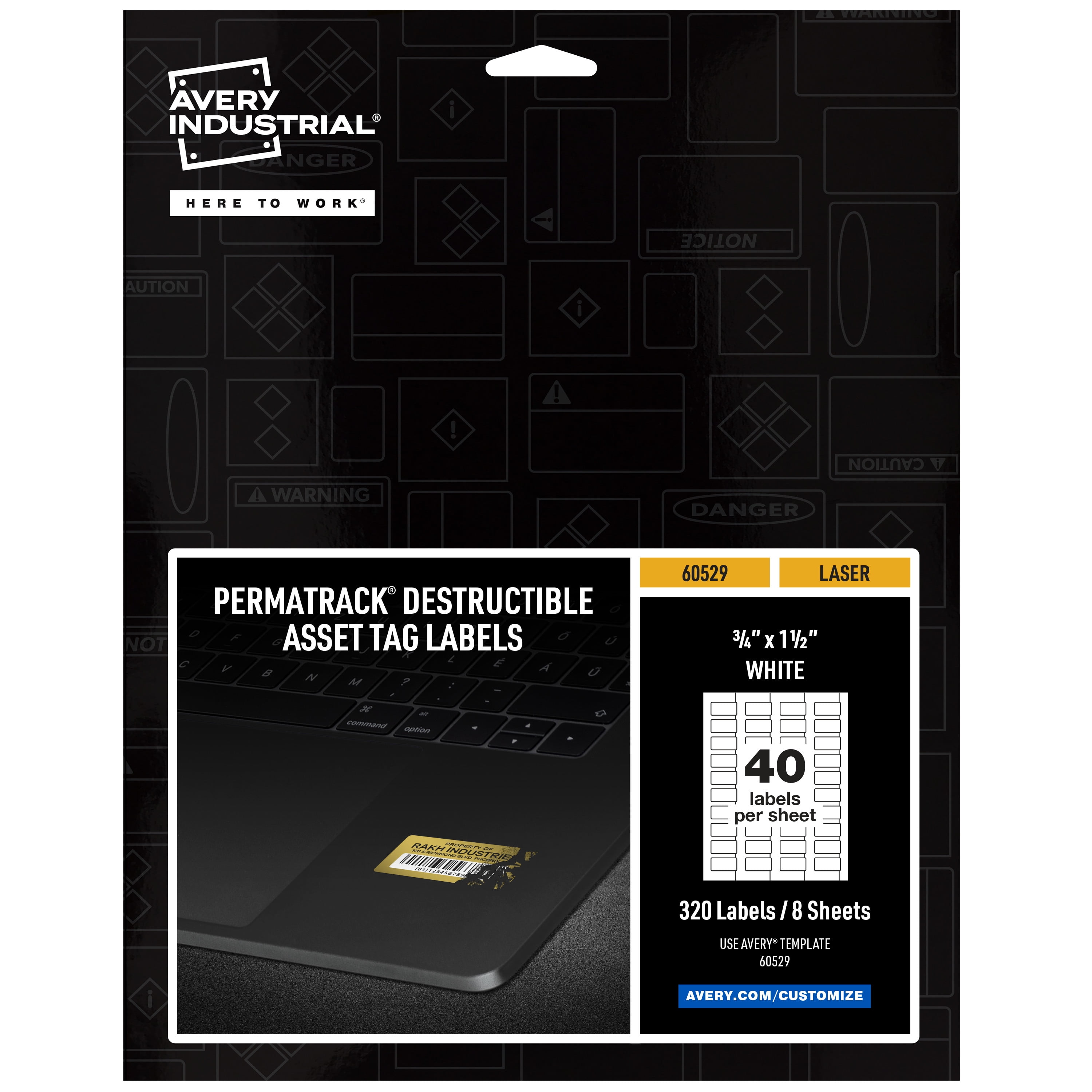 Avery PermaTrack Destructible Asset Tag Labels, 3/4" x 1-1/2", 320 ...