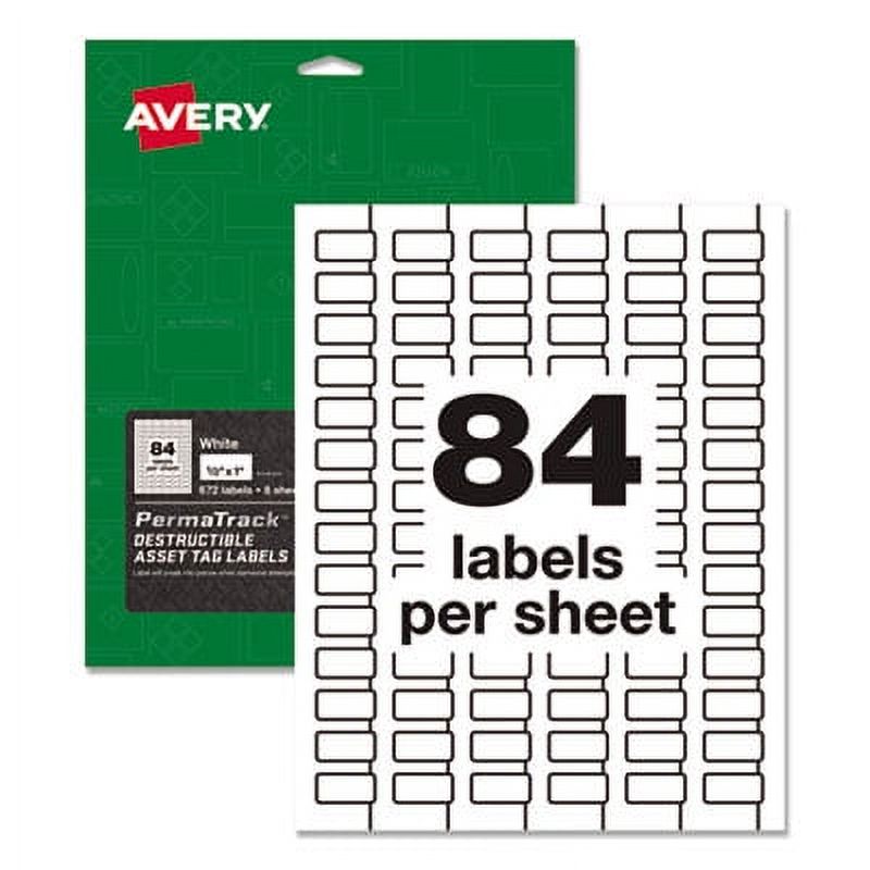 Avery PermaTrack Destructible Asset Tag Labels, Laser Printers, 0.5 x 1 ...