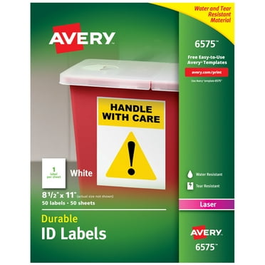 Avery Surface Safe ID Labels, 3" x 5", Water Resistant, Matte White ...