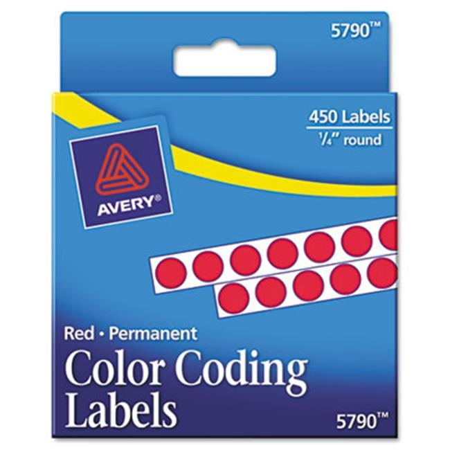 Avery Permanent Self-Adhesive Color-Coding Labels - Red - 1/4in dia ...