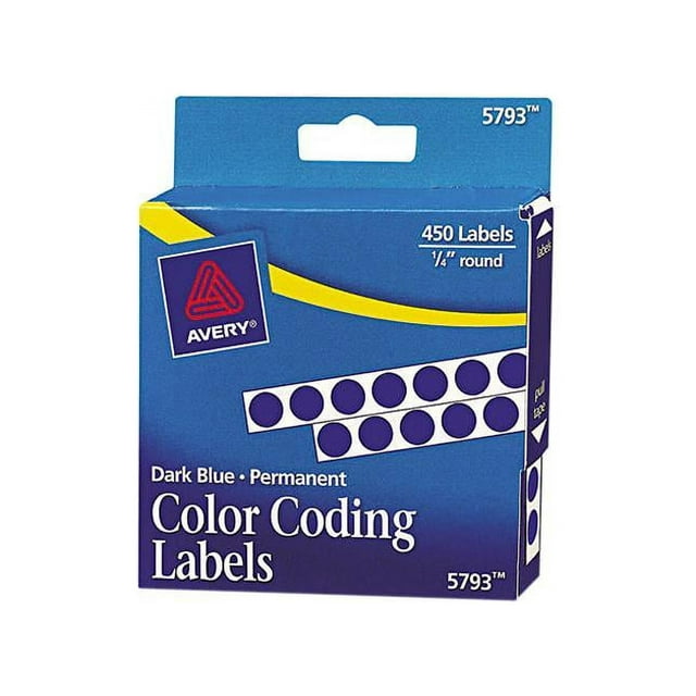 Avery Permanent Self-Adhesive Round Color-Coding Labels, 1/4" dia, Dark ...