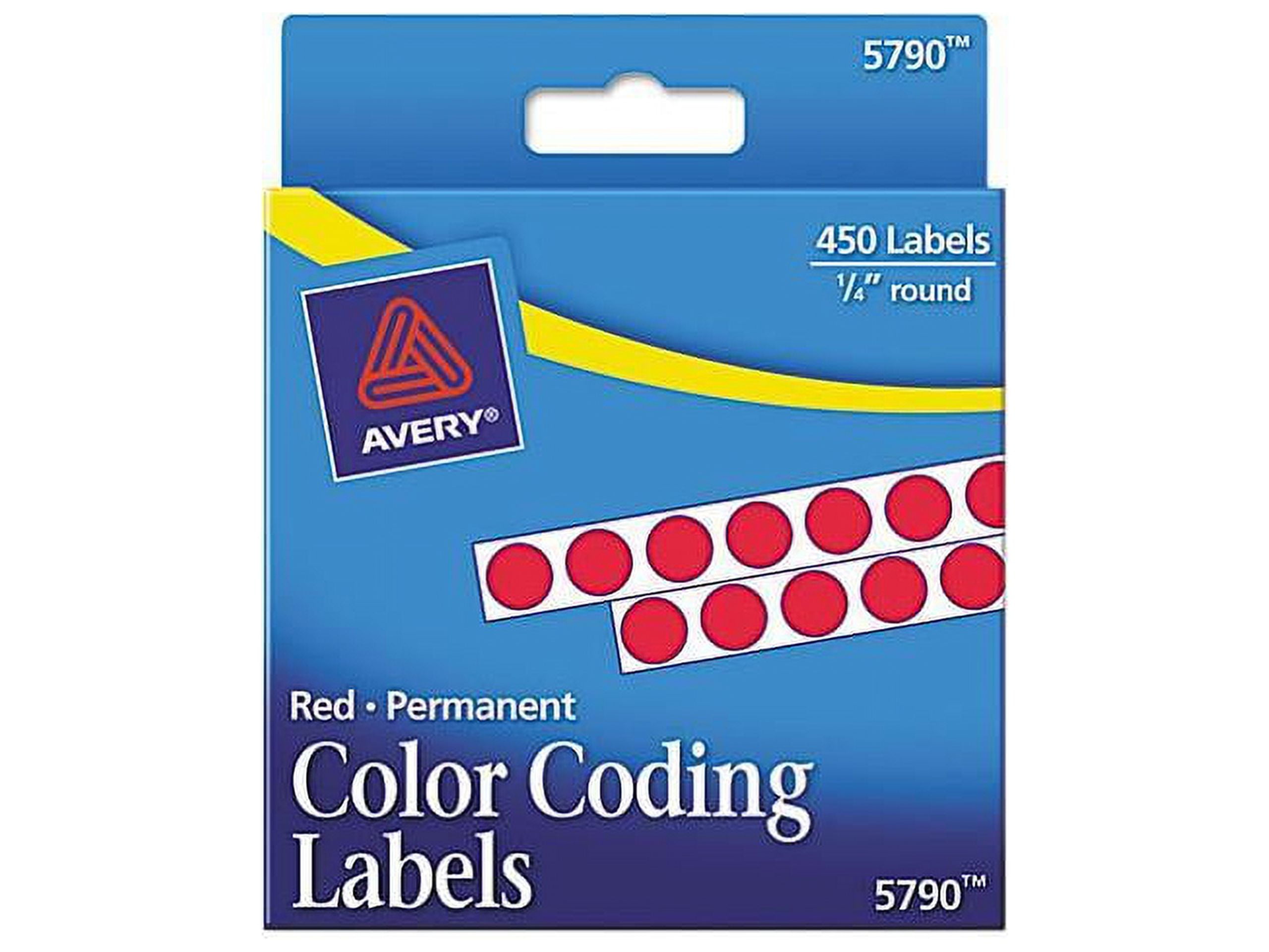 Avery Permanent Self-Adhesive Round Color-Coding Labels, 1/4" dia, Red ...
